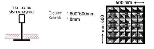 Dekoratif Tavan Paneli Tav Siyah - 60x60cm